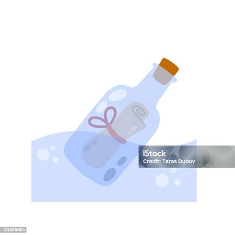 병에 담긴 메시지는 바다에 떠 있습니다 파란 물에 편지와 해적 노트 블루 글래스 흰색에 고립 된 만화 일러스트 레이션 병에 대한 스톡 벡터 아트 및 기타 이미지 Istock