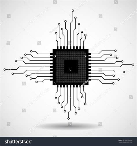 Cpu Microprocessor Microchip Circuit Board Vector Stock Vector Royalty Free 466179686