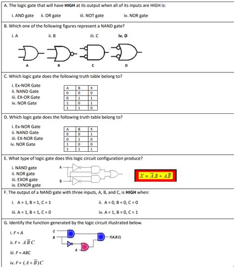 Solved A The Logic Gate That Will Have High At Its Output