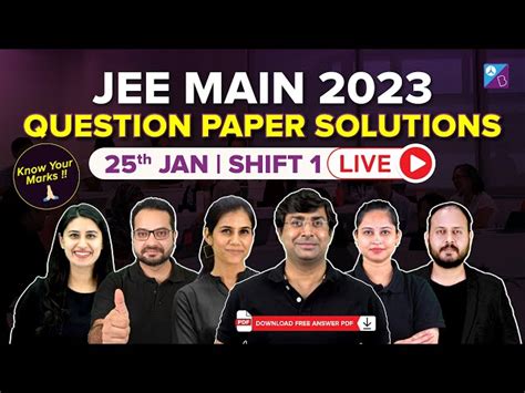 Jee Main 2023 January 25 Shift 1 Question Paper With Answer Key
