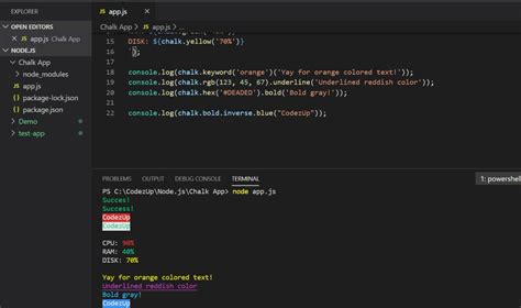 Chalk Library Npm Package In Nodejs Codez Up