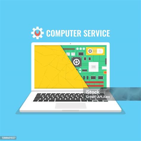 노트북 수리 컴퓨터 서비스 화면 섹션의 마더보드입니다 벡터 그림입니다 Cpu에 대한 스톡 벡터 아트 및 기타 이미지 Cpu