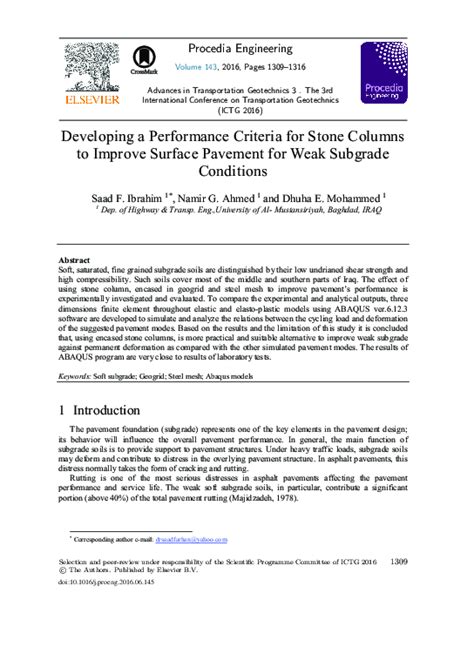 Pdf Developing A Performance Criteria For Stone Columns To Improve Surface Pavement For Weak