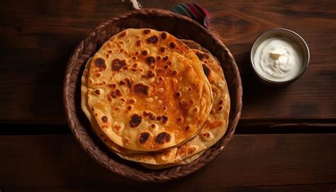 Premium Ai Image Tawa Roti On A Plate With A Wooden Background