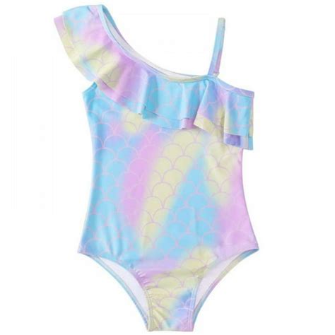 Gyratedream Girls One Piece Swimsuits Mermaid Ruffle Swimwear Beach