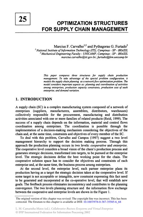 PDF Optimization Structures For Supply Chain Management