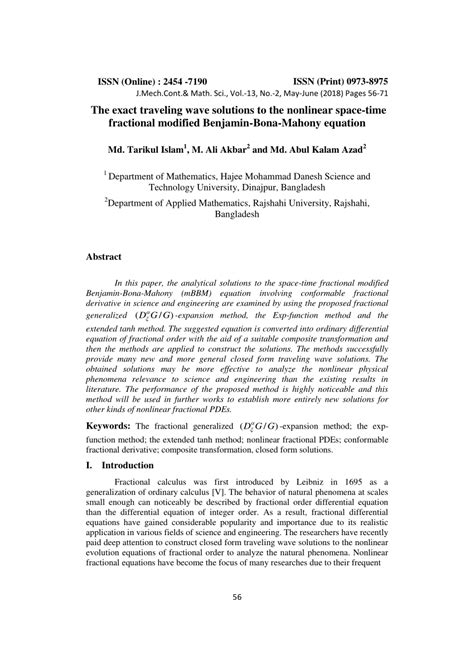 Pdf The Exact Traveling Wave Solutions To The Nonlinear Space Time Fractional Modified