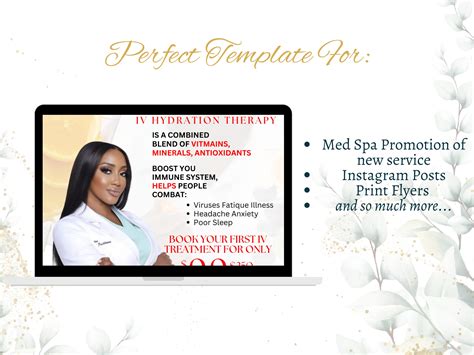 Iv Hydration Flyer Template Canva Editable Vitamin Therapy Marketing Etsy