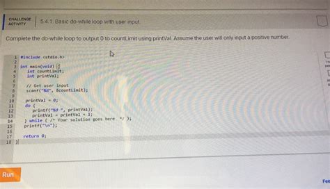 Solved Chlwe 541 Basic Do While Loop With User Input
