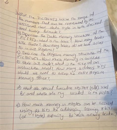 Solved 1 The The Pic18f452 Write The Range Of Unsisnber
