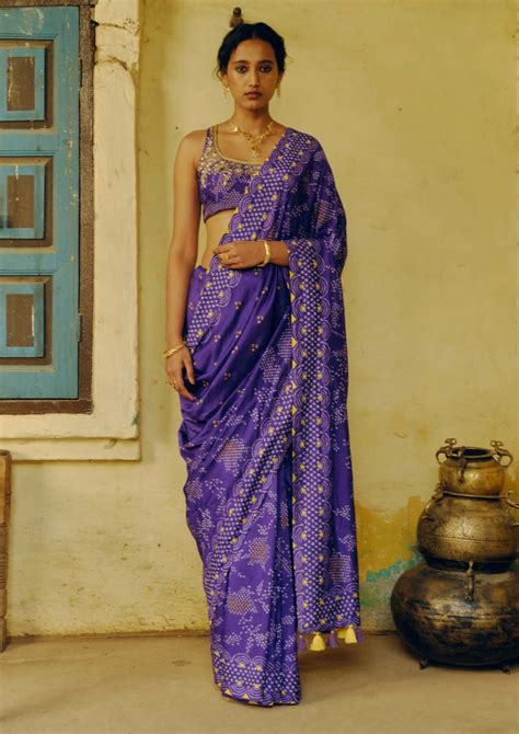 Drishti And Zahabia Iris Purple Sari And Blouse