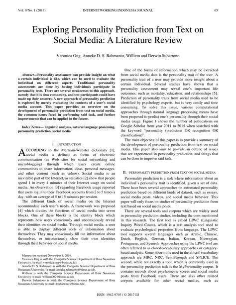 Pdf Exploring Personality Prediction From Text On Social Media A Literature Review