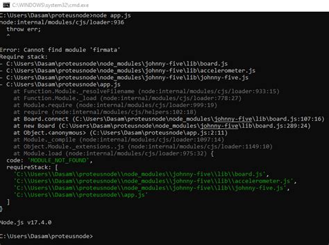 error cannot find module firmata · issue 1777 · rwaldron johnny five · github