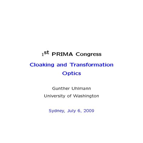 Cloaking And Transformation Optics