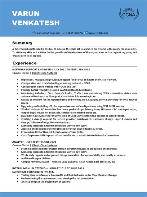 Varun Venkatesh Network Support Engineer Pdf Computer Network Computer Networking