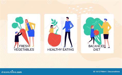 Healthy Eating Habits Vector Colorful Banner Template Stock Vector