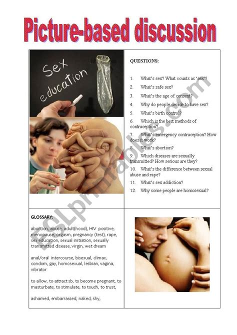 Picture Based Discussion Sex ESL Worksheet By Pawag