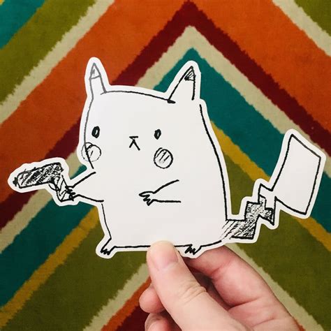 Big Pikachu With A Gun Vinyl Sticker 4x6 Uvwater Resistant Glossy