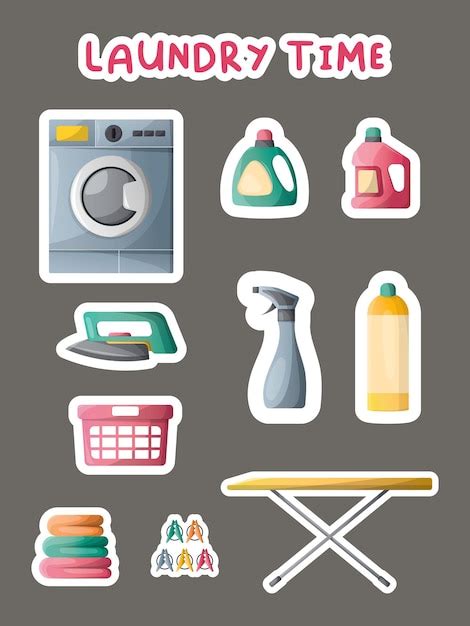 Premium Vector Set Vector Laundry Sticker Illustration