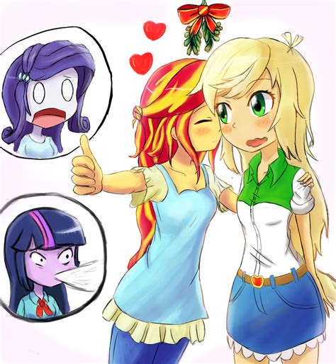 Applejack And Twilight Sparkle Kiss