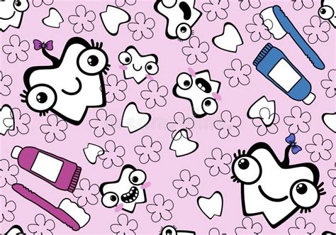 Cartoon Medicine Design Seamless Teeth And Toothpaste Pattern For