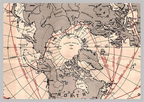 1950 North Polar Azimuthal Equidistant Projection Map I Love Maps