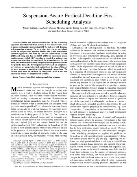 Pdf Suspension Aware Earliest Deadline First Scheduling Analysis