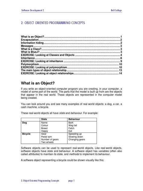 2 Object Oriented Programming Concepts What Is An Object Pdf