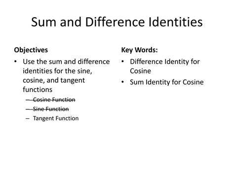ppt sum and difference identities powerpoint presentation free