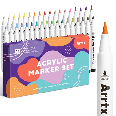 Arrtx Brush Tip Acrylic Markers Set Of 36 Hadafy