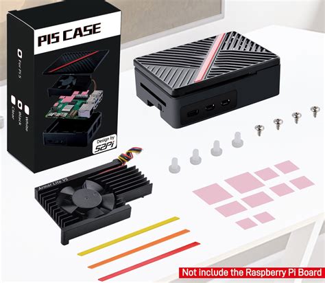 52pi Armor Lite V5 Abs Enclosure For Raspberry Pi 5 W Cooling Black Robotshop