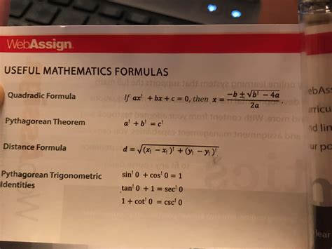 Webassign Cheat Sheet Doesnt Have Exponents Or Subscripts R