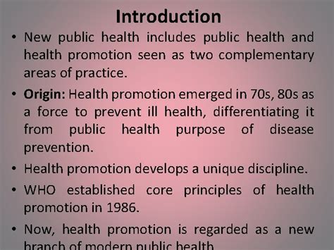 Public Health And Health Promotion Introduction New Public