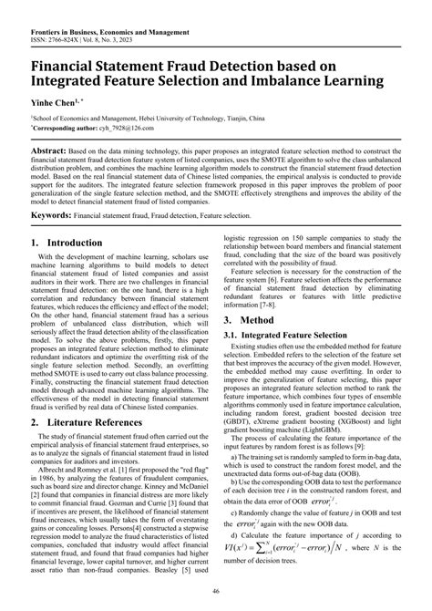 Pdf Financial Statement Fraud Detection Based On Integrated Feature