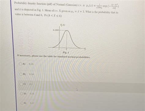 Solved Probability Density Function Pdf Of Normal Chegg