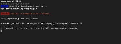 Workerthreads Dependency Not Found While Using Requirenodemodulesffmpegjs