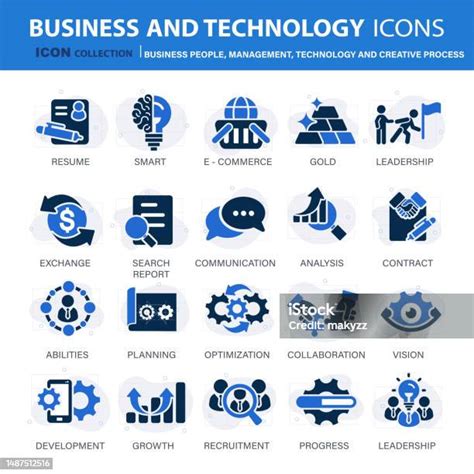 비즈니스 사람 관리 및 기술 아이콘이 설정되었습니다 사업가 아이콘 컬렉션입니다 팀워크 인적 자원 회의 파트너십 작업 그룹 성공 이력서 창의적 프로세스 개발에 대한 스톡 벡터