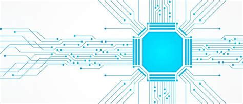 Abstract Digital Global Technology Background Blue Circuit Board Pattern Microchip Power Line