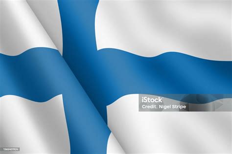 핀란드 흔들기 플래그 3d 일러스트 바람 잔물결 3차원 형태에 대한 스톡 벡터 아트 및 기타 이미지 3차원 형태 개념 거친 Istock