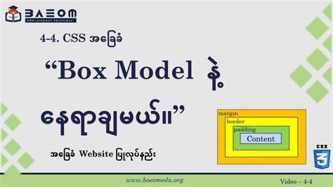 Website အခြေခံက စရေးကြမယ် နေရာချခြင်း အခြေခံနှင့် Box Model Youtube