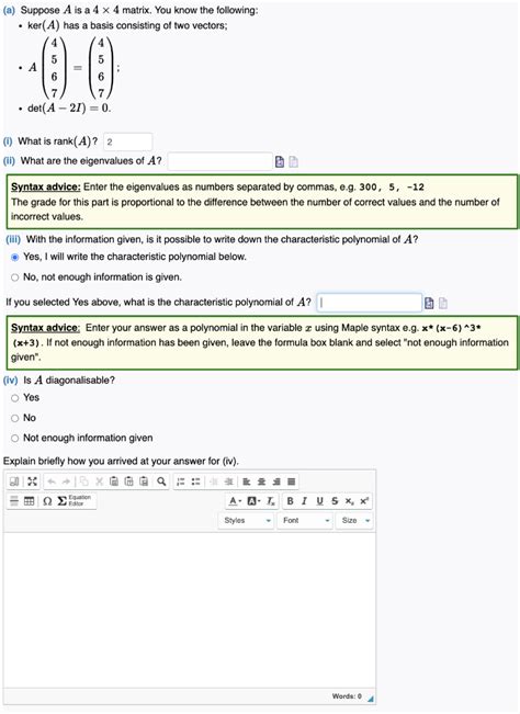 Solved A Suppose A Is A Matrix You Know The Chegg Com