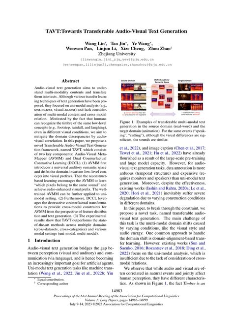 Tavt Towards Transferable Audio Visual Text Generation 2h20y12957 Pdf