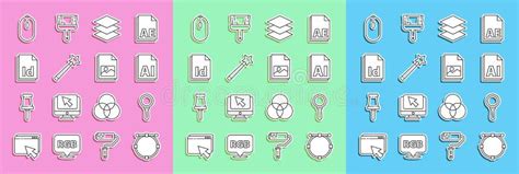 Set Line Circle With Bezier Curve Magnifying Glass Ai File Document Layers Magic Wand Id