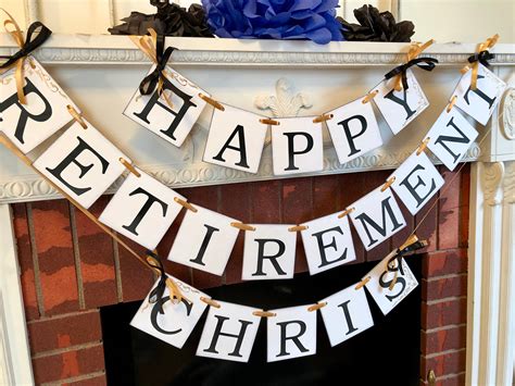 Happy Retirement Banner Retirement Party Sign Party Etsy Uk