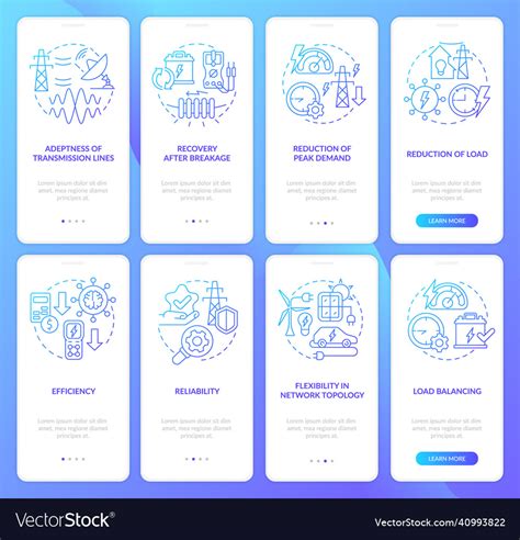 Smart Grid Blue Gradient Onboarding Mobile App Vector Image