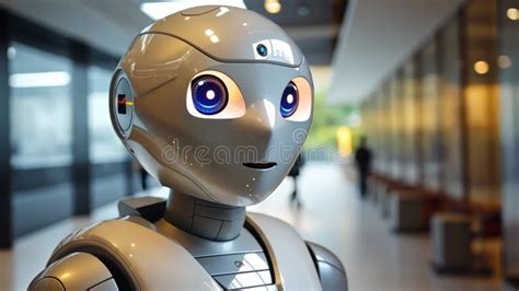Robotic Assistant In A Modern Retail Environment Showcasing Advanced Ai Technology And Customer