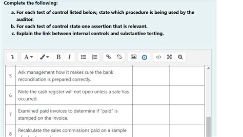 Techniques For Testing Controls Are Those Audit Chegg Com