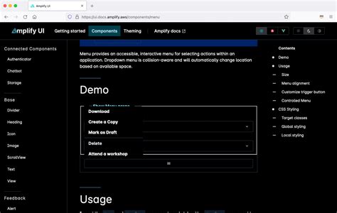 Bug Menu Primitive Missing Dark Mode Styling · Issue 1096 · Aws