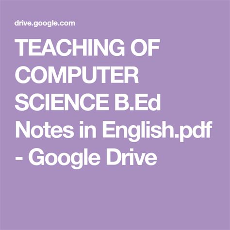 Computer Science Bed Notes In English