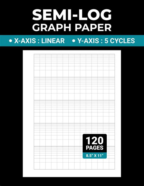 Semi Log Graph Paper X Axis Linear And Y Axis 5 Cycles Logarithmic Graph Paper Notebook 8 5